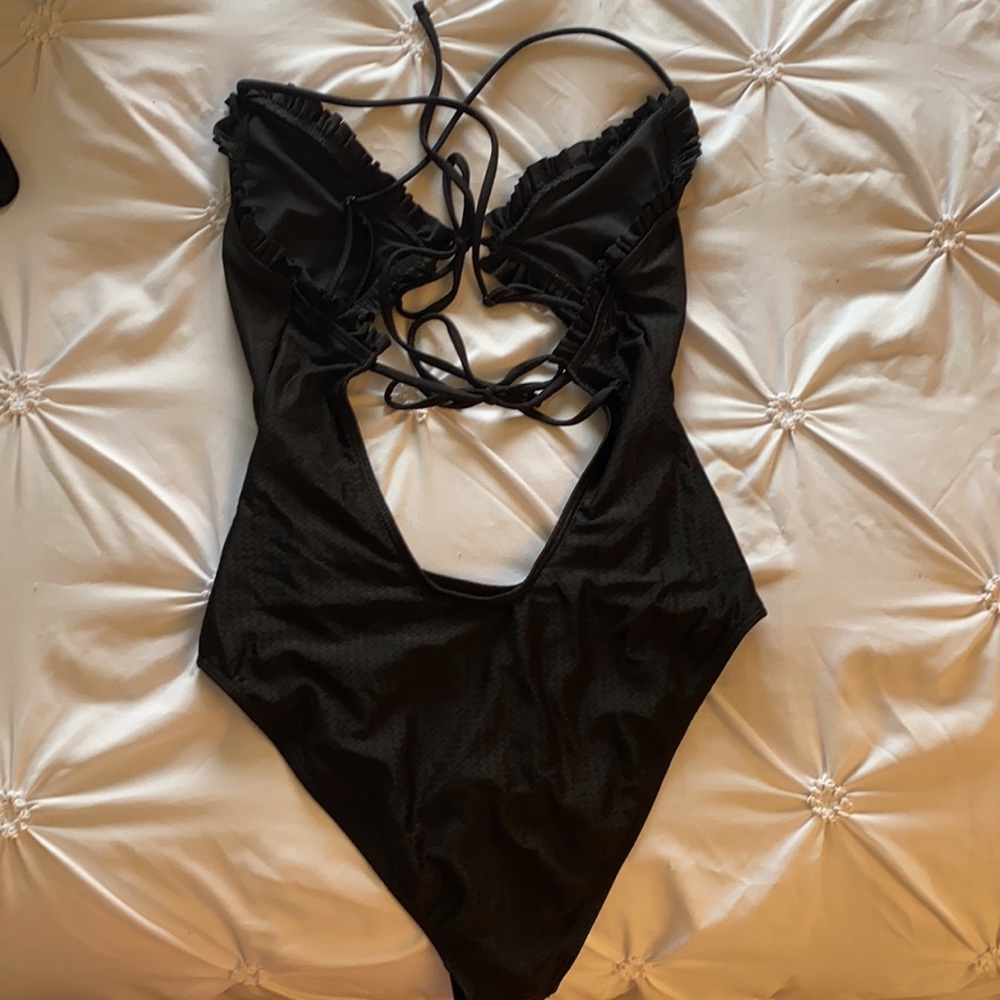 Asos One Piece Cutout Bathing Suit - Gem